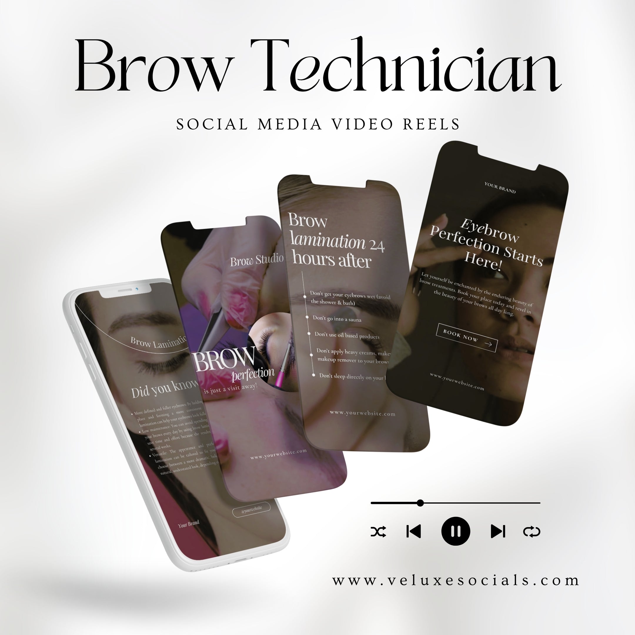 Brow Technician social media reels videos – VeLuxeSocials